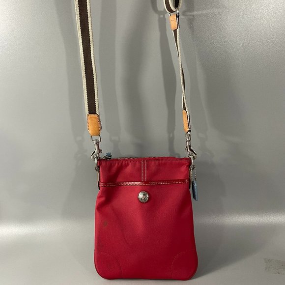 Coach | Bags | Coach Red Nylon Cross Body Handbag Purse Bag Messenger ...